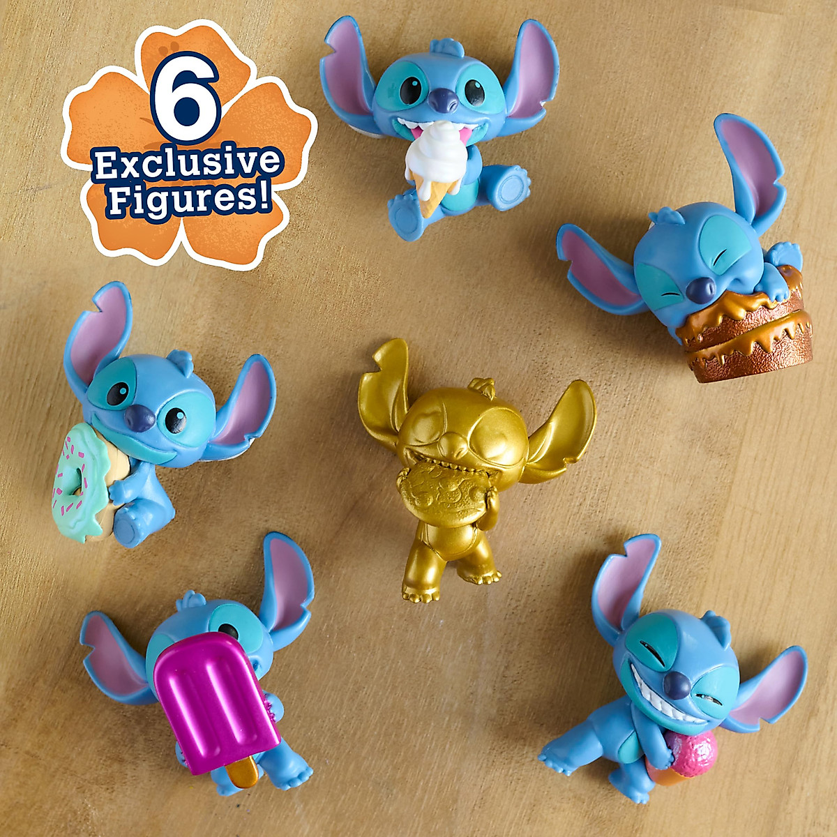 Disney Stitch Feed Me 6-piece Collectible Figure Set, Premium Collector Package, Kids Toys for Ages 3 Up, Amazon Exclusive by Just Play