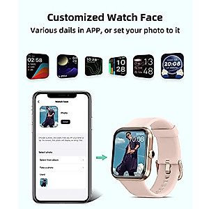 Alexa Smart Watch for Women, Alexa Built-in, RERE Fitness Tracker for Blood Oxygen, Heart Rate, Sleep Monitor, 1.69 inch Smartwatch for Android and iPhone, 5ATM Waterproof, 10 Day Battery Life, Pink