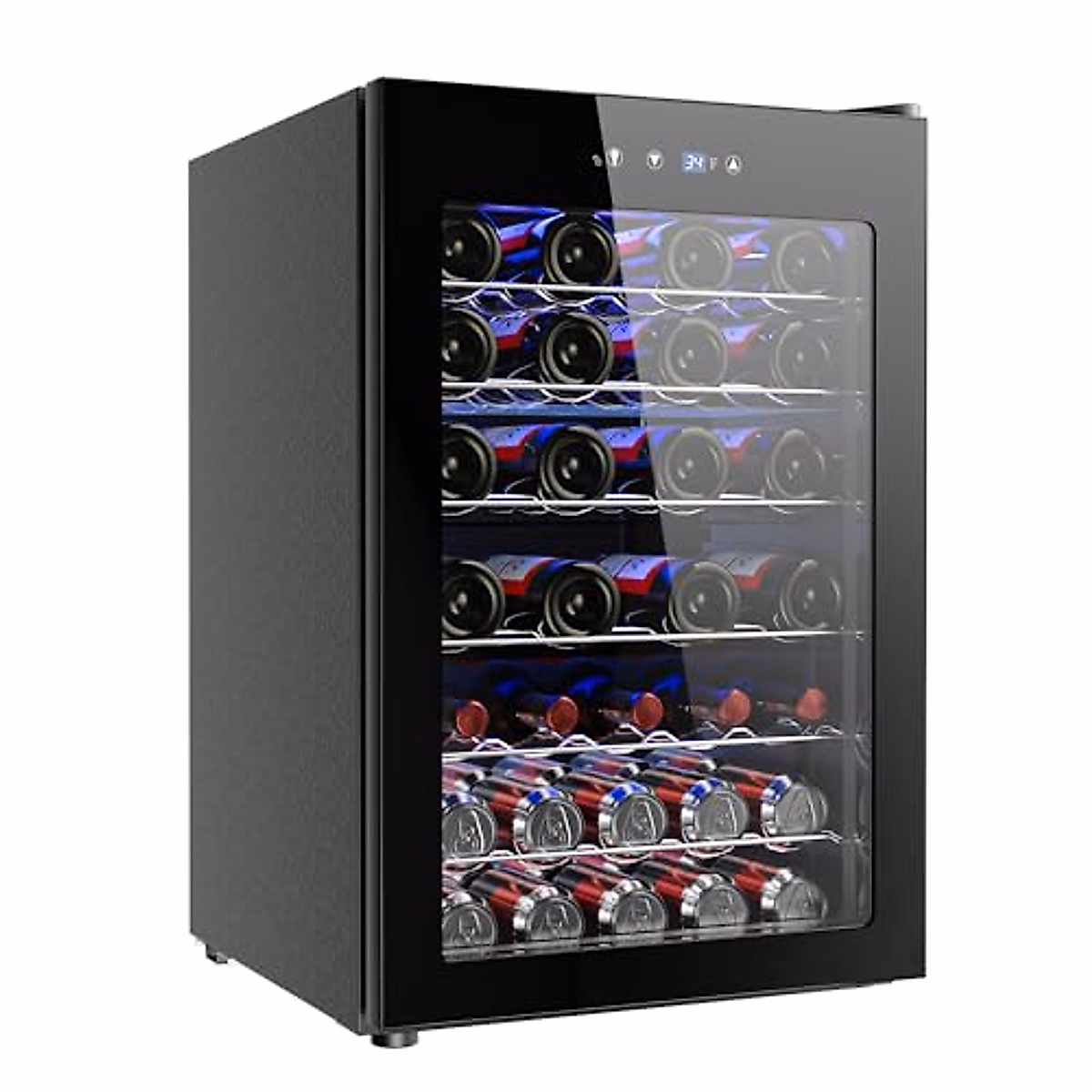 EUHOMY 45 Bottle Wine Cooler Refrigerator, Small Built-in Wine Fridge for Red, White and Champagne, 4.5 Cu.ft Mini Fridge with Adjust Temperature, Black