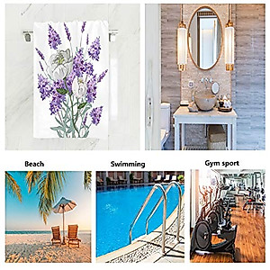 Wamika Lavender and Peony Bouquet Hand Towels Purple Flowers Bath Bathroom Towel Multipurpose Fingertip Towels Highly Absorbent for Bath,Hand,Face,Gym,Spa,30 X 15 Inch