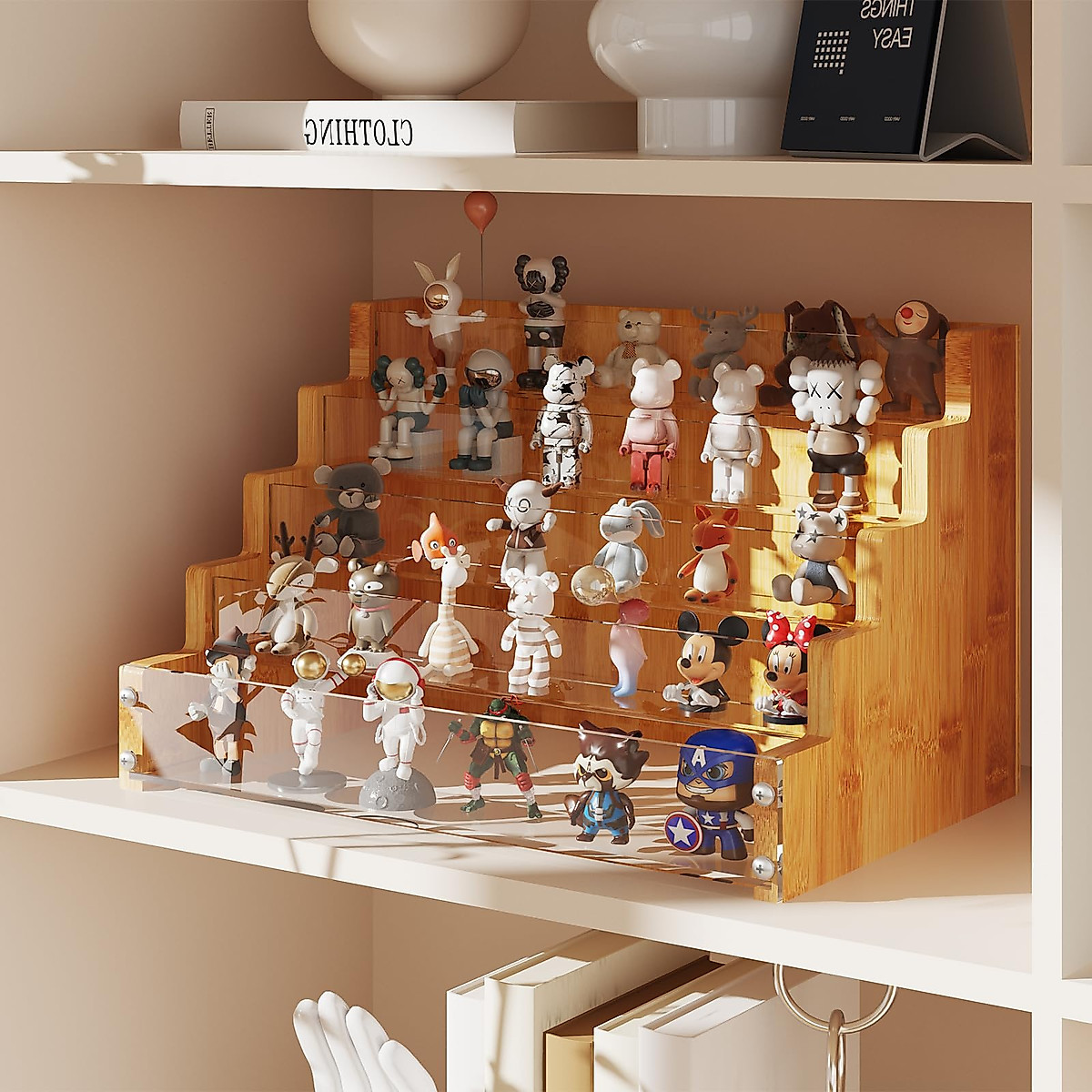 LUMAMU Paint Organizer, 5 Tiers Craft Paint Storage Organizer, Bamboo Paint Holder Organizer for 2oz Paint Tube and Bottles, Paint Storage Rack for Miniature Paints