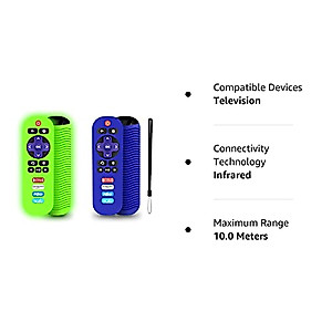 2 Pack Silicone Case for TCL Roku TV RC280 Remote, Protective Universal Replacement Lightweight Shockproof TCL Roku TV Remote Cover with Lanyard (Blue+ Glowing Green)