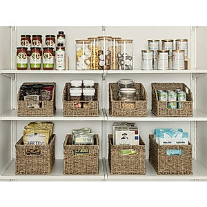 StorageWorks Seagrass Storage Baskets, Rectangular Wicker Baskets with Built-in Handles, Medium, 2-Pack