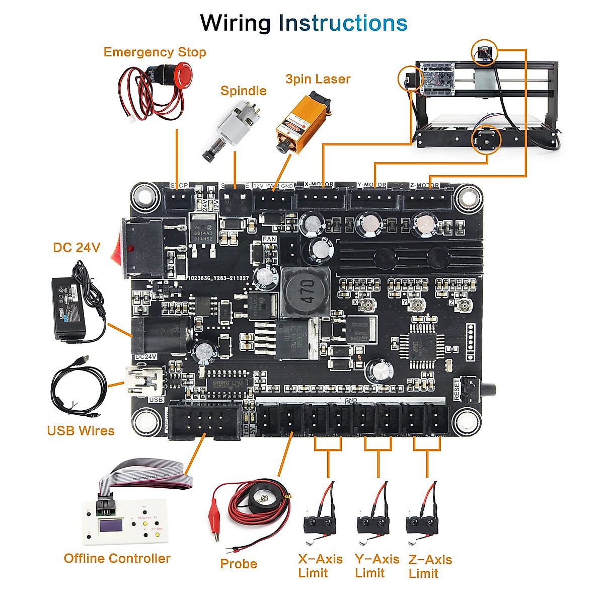 RATTMMOTOR CNC 1610 PRO 3 Axis GRBL Control DIY Mini CNC Router Machine Kit with Offline Controller and 14pcs ER11 Collets CNC Engraving Milling Machine for Cutting Wood Plastic Acrylic PVC PCB
