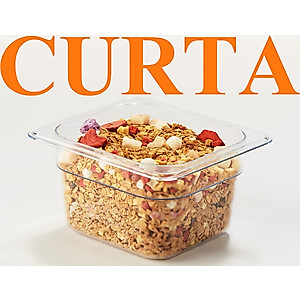 CURTA 6 Pack NSF Food Pans, 1/6 Size 4 Inch Deep Commercial Food Storage Containers, Polycarbonate, Clear