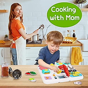 Kitchen Busy Board for Toddlers 1-3 Travel Toys Light Up Musical Baby Toys 12-18 Months Toddler Toys Age 1-2 2-4 Autism Children Sensory Montessori Fine Motor Skills Car Seat Toys for 1 Year Old