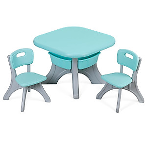 Nova Microdermabrasion Kids Table and 2 Chair Set, 3 in 1 Children Activity Table with Storage for Reading, Train, Art, Crafts