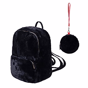 Alissie Mini Purse Backpacks for Women Furry Bag Kawaii Fluffy Fuzzy Bag anime Faux Fur 2 in 1 Travel Daypacks