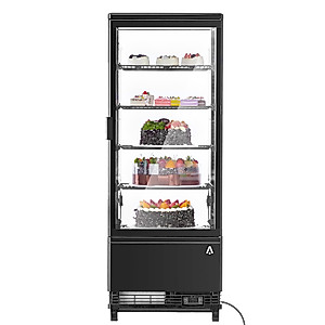 Towallmark Refrigerated Display Case, 3.5 Cu.Ft, Countertop Pastry Display Case Commercial Display Refrigerator with LED Lighting, Frost-Free Air-Cooling, Locked Door for Bakery