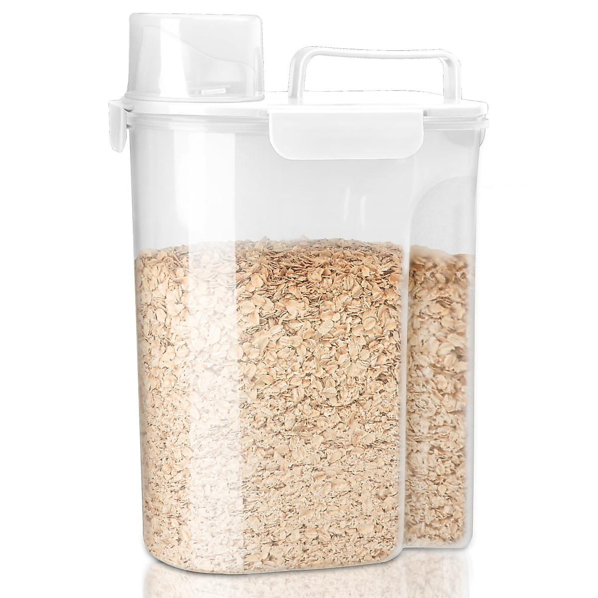 Komzon Rice Storage Container 10lb, Airtight Dry Food Cereal Containers Storage, BPA Free Rice dispenser with Pouring Spout Portable Handle for Flour Pasta Grain and Baking Pet Dog Cat Food Container