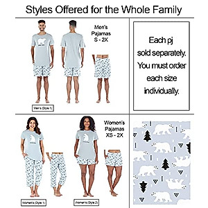 Sleepyheads Grey Polar Bear Family Matching Short Sleeve PJ Sets, Bear Summer, Small, Women's (Style 1)