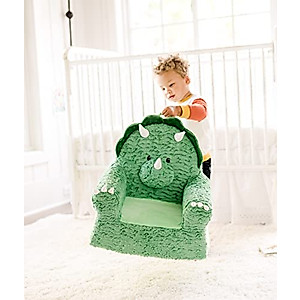 Soft Landing Sweet Seats, Premium and Comfy Toddler Lounge Chair with Carrying Handle & Side Pockets –Polyester, Dinosaur