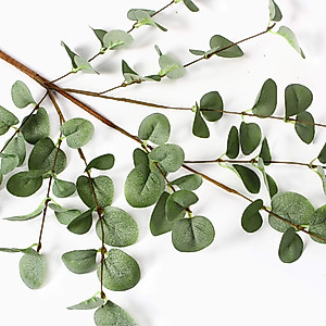 VGIA 6 Pcs Artificial Plants Eucalyptus Stems Eucalyptus Leaf Spray in Green Greenery Stems Silk Plastic Plants Floral for Home Party Wedding Decoration