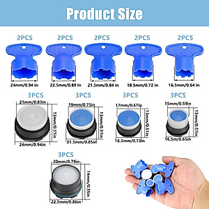 hoeslaw 25 Pcs Kitchen Faucet Aerator, Replacement Inserts for Sink Tap Flow Restrictor, Efficient 15 Cache Aerators with 10 Key Removal Wrench Tool for Bathroom Kitchen (M16.5 18.5 21.5 22.5 24 mm)