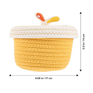 Garneck Small Round Storage Basket - 6.5 Inch Ceative Knitted Storage Basket with Lid - Cute Hazelnuts Shape Decor Desk Basket for Keys, Jewelry, Snacks