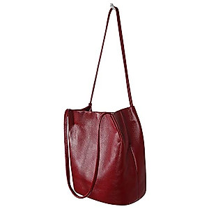 Iswee Soft Leather Tote Red Leather Handbags for Women Shoulder Bag Extra Large Purses Ladies Bag Hobo Handbags Satchel (Wine Lichee)