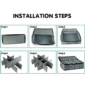 Boczif Coffee Cup Storage Box, Storage Containers Holds 12 Glassware, Coffee Mugs and Tea Cups, Padded Dinnerware Case with Dividers, Handles, Zipper & Lid, Stackable Holders for Plate, Cup, Flatware