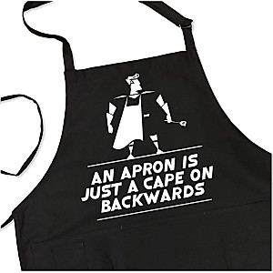ApronMen, Just a Cape BBQ Grill Adjustable Apron for Men, Black, One Size