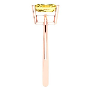Clara Pucci 1.0 ct Radiant Cut Solitaire Canary Yellow Simulated Diamond Bridal Designer Anniversary Engagement Ring Real 14k Rose Gold