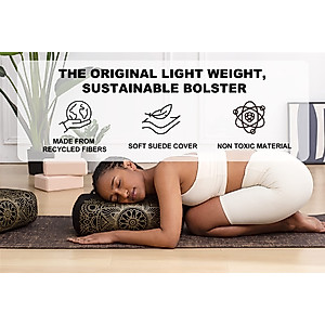 Yoga Bolster Pillow (2 Pack) Luxurious Eco Suede Yoga Bolster for Restorative Yoga, Meditation, Rectangular Yoga Pillow With Carry Handle, Washable Cover (Eco Suede-black)