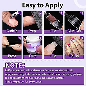 Clear Acrylic French Nail Tip BTArtbox 500pcs Half Cover Fake/False Nail with Case for Dip Powder Nail Salons and DIY Nail Art, 10 Sizes