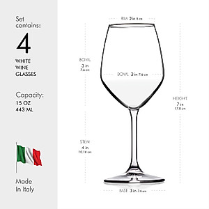 Paksh Novelty Italian White Wine Glasses - - Wine Glass Set for Parties, Weddings, Gifting - Clear Wine Glass, for Red and White Wine - Christmas Gift for Women & Men