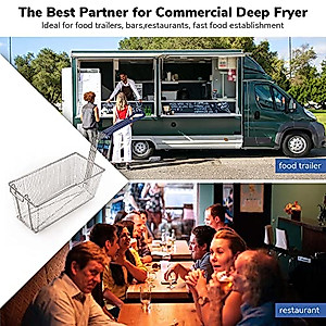 WeChef 2 Pack Deep Fryer Basket 13 1/4" x 6 1/2" x 6" with Non-slip Handle Restaurant Kitchen Chip Fish Commercial Fryer Basket