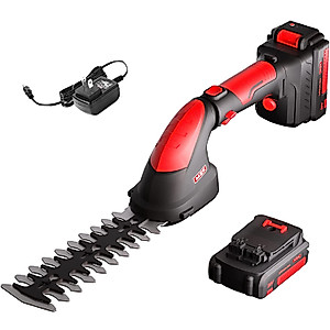 MZK 8'' Cordless Grass Shear, 20V Handed Electric Bush Trimmer, Hedge Trimmer, Portable Battery Operated Shrubber Trimmer(2AH Battery and Charger Included)
