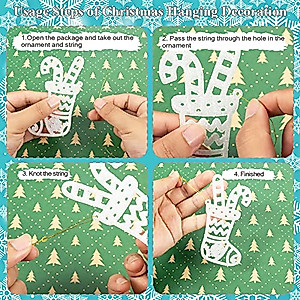 Christmas Tree Decoration Snowflake Ornaments - 42pcs White Glitter Christmas Snowflake Tree Stocking Snowman Reindeer Santa Hanging Ornaments for Xmas Winter Wonderland Holiday New Year Party