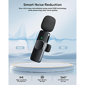 KUKIHO 2 Pack Wireless Lavalier Microphone for iPhone iPad and Android Phone, Lapel Mic Plug and Play Wireless Mic Noise Reduction Microphone for Video Recording Interview Podcast Vlog YouTube Tiktok