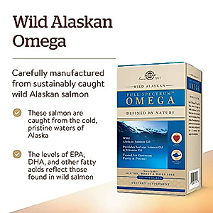 Solgar Wild Alaskan Full Spectrum Omega Softgels Supports Heart Brain Bone and Skin Health Provides Vitamin D3 Rich Source of EPA DHA Non GMO Gluten & Dairy Free 60 Servings, 120 Count