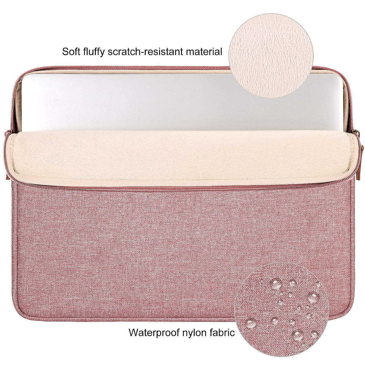 DOMISO 11 inch Water-Resistant Laptop Sleeve Case Protective Portable Carrying Bag for 12.3" Microsoft Surface Pro 6/11.6" MacBook Air/12.9" iPad Pro 2018/13" MacBook Pro Touch Bar, Pink