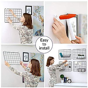 2 Pack Wire Wall Grid Panel | Photos & Pictures Display Grid Wall Panels | Black, Magnetic & Metal Grid | Wall Grid Organizer | Photo Grid | Grid Wire Board | Hanging Home, Office & Kitchen Decor