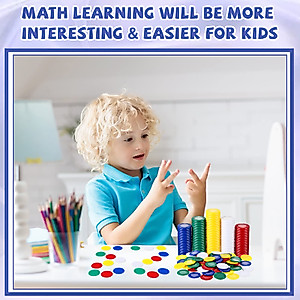 Skylety 1000 Pieces Plastic Poker Chips Bulk Game Chips 5 Colors Counter Card for Kids Game Playing Learning Math Counting Bingo Game Blank Chips Card for Kids Reward, 0.86 Inch