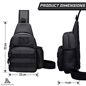 BEYOND BOUNDS Sling Bag Crossbody Chest Bag for Men and Women Hiking Backpack Multipurpose Daypack Waterproof Bag for Travel (Black)