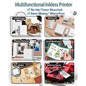 Memoking M02 Sticker Printer Machine - Study Buddy Printer, 2" Mini Thermal Printer for Pad&Phone, Inkless Bluetooth Printer Wireless, Sticker Maker Machine Printer for DIY,Study Notes,Photo Album