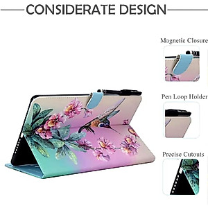 KEROM Case for Galaxy Tab A8 10.5 inch 2022 (Model: SM-X200/X205/X207), PU Leather Folio Stand Protective Cover with Auto Wake/Sleep, Card Slot, Pen Holder for Galaxy Tab A8 10.5 Case - Hummingbird