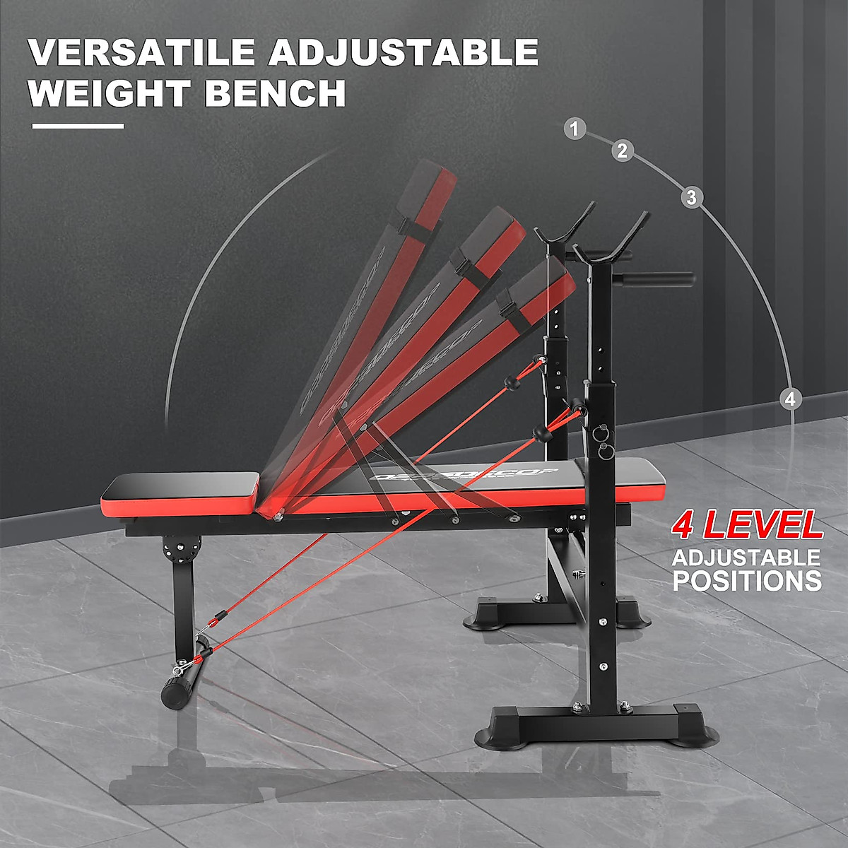 OPPSDECOR 8 in 1 650lbs Weight Bench Adjustable Workout Bench Set with Squat Rack Olympic Weight Bench Strength Training Leg Developer Preacher Curl and Barbell Rack Incline Seat for Home Gym OPX496