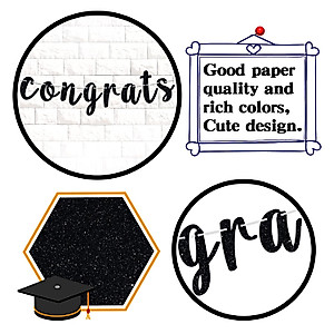 Congrats Firefighter Banner, Class of 2024/Congrats Grad, Fire Department Graduation Party Decoration Supplies for Fireman, Black and Red Glitter