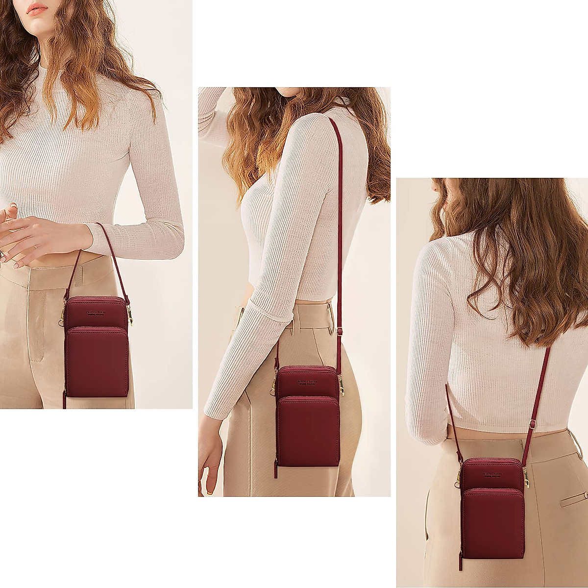 WITERY Small Cellphone Crossbody Purse- Lightweight Leather Travel Phone Crossbody Bags Shoulder Bags with 2 Shoulder Straps & Credit Card Slots for Women