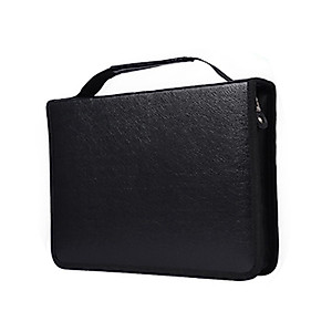150 Slots Colored Pencil Case,Deluxe PU Leather Fabric Large Capacity Gel Pens Watercolor Pencils Holder Organizers Bag with Zipper,Handle (black)