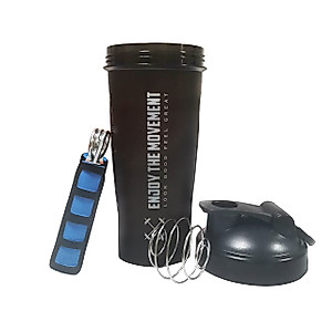 EnjoyTheMovemnt Classic Shaker Bottle Perfect for Protein Shakes and Pre Workout ,28-Ounce, GRIP STRENGTH, Black ,white, 22x10.2x10.2 cm