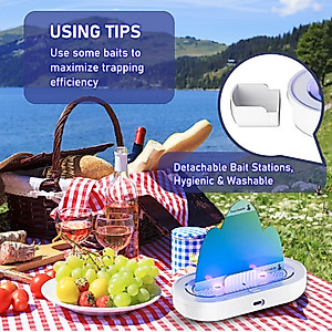 CritterTec Fly Traps, Rechargeable Battery Operated Flying Insect Trap for Indoor and Outdoor Use, 2 Pack Gnat Killer Traps with Customizable Bait and 10 Sticky Boards