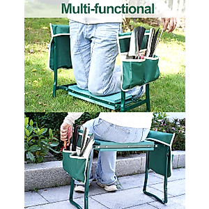 Garden Kneeler and Seat, Garden Stool, Gardening Bench with 2 Tool Pouches EVA Foam Pad for Kneeling and Sitting to Prevent Knee & Back Pain, Gardening Gift for Women, Grandparents, Seniors, Mom & Dad