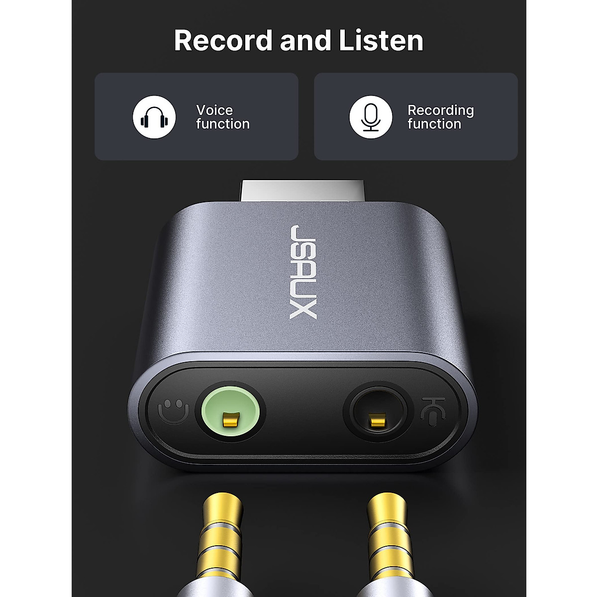 USB Audio Adapter, JSAUX USB to Audio Jack Sound Card Adapter with 3.5mm TRRS Headphone and Microphone External USB Sound Card Compatible with Laptop, Desktops, Windows, MAC, Linux, PC, PS5, PS4