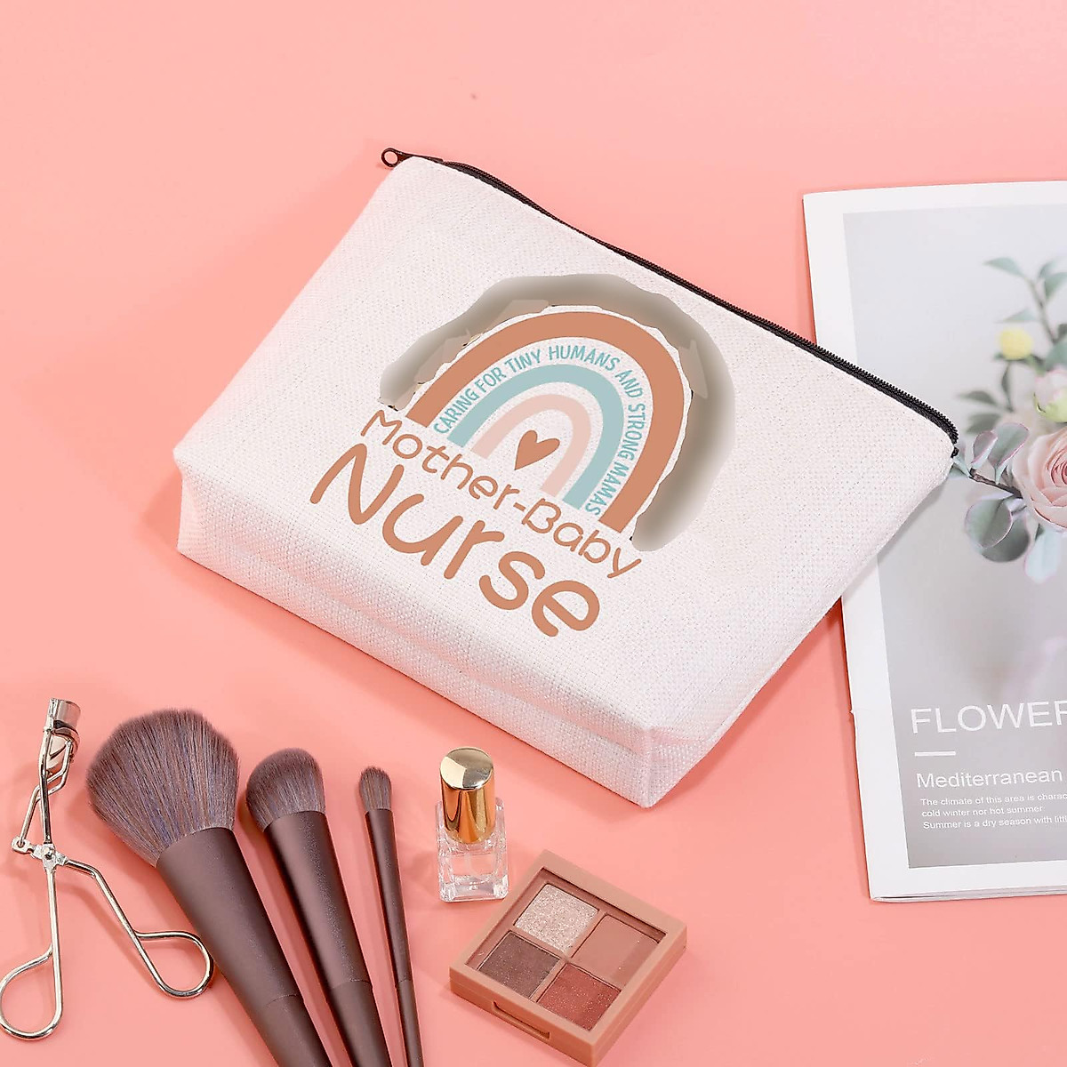 JXGZSO Mother Baby Nurse Rainbow Cosmetic Bag Caring For Tiny Humans and Strong Mamas Zipper Pouch (CARING Mother Baby Bag)