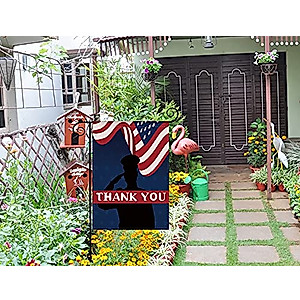 YaoChong Thank You American USA Patriotic Garden Flags Burlap Double Sided,Farmhouse Porch Patio Yard Outdoor Decorative for Veterans Day,Memorial Day,Fourth of July,Independence Day 12.5 x 18 Inch