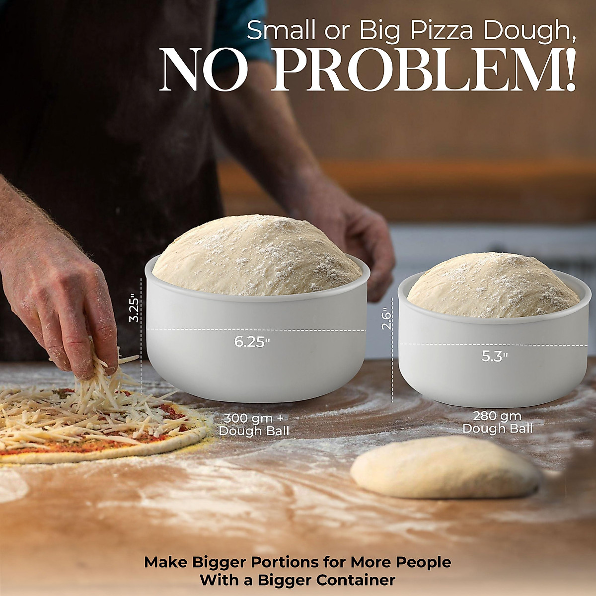 Pizza Dough Proofing Box | 1300 ml and 700 ml Silicone Stackable Pizza Dough Proofing Containers | Pizza Proofing Container for Family Size Dough