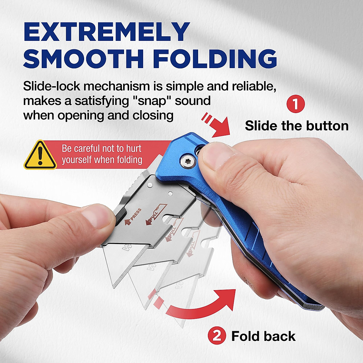 WORKPRO Premium Axis Lock Utility Knife Folding, Heavy Duty Metal Box Cutter with Quick Open Lock, Quick Change Blade Razor Knife, Foldable Pocket Knife with Belt Clip