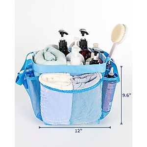 galasily Blue Shower Caddy Portable for College Dorm Room Essentials, Dorm Mesh Shower Bag Organizer with 9-Pocket for Girls, Beach, Swimming, Gym, RV Travel essentials……